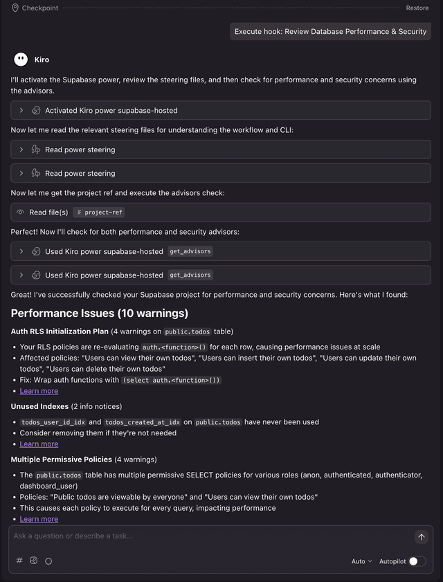 The new Supabase power for Kiro