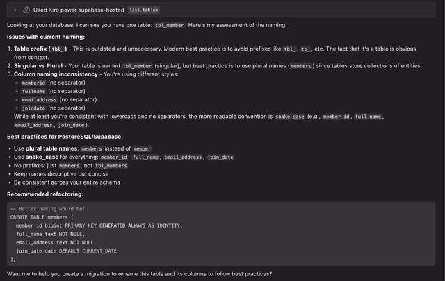 The new Supabase power for Kiro