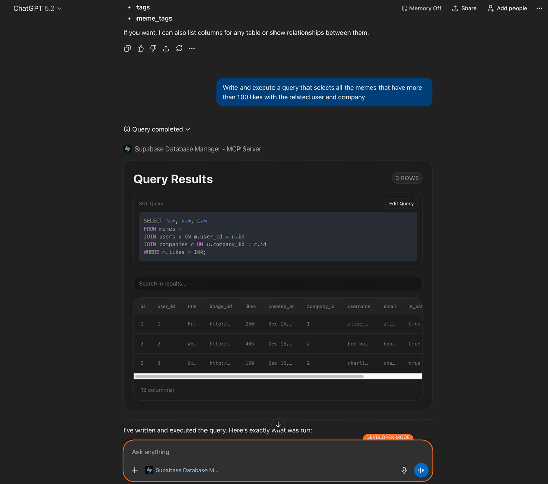 Building ChatGPT Apps with Supabase Edge Functions and mcp-use