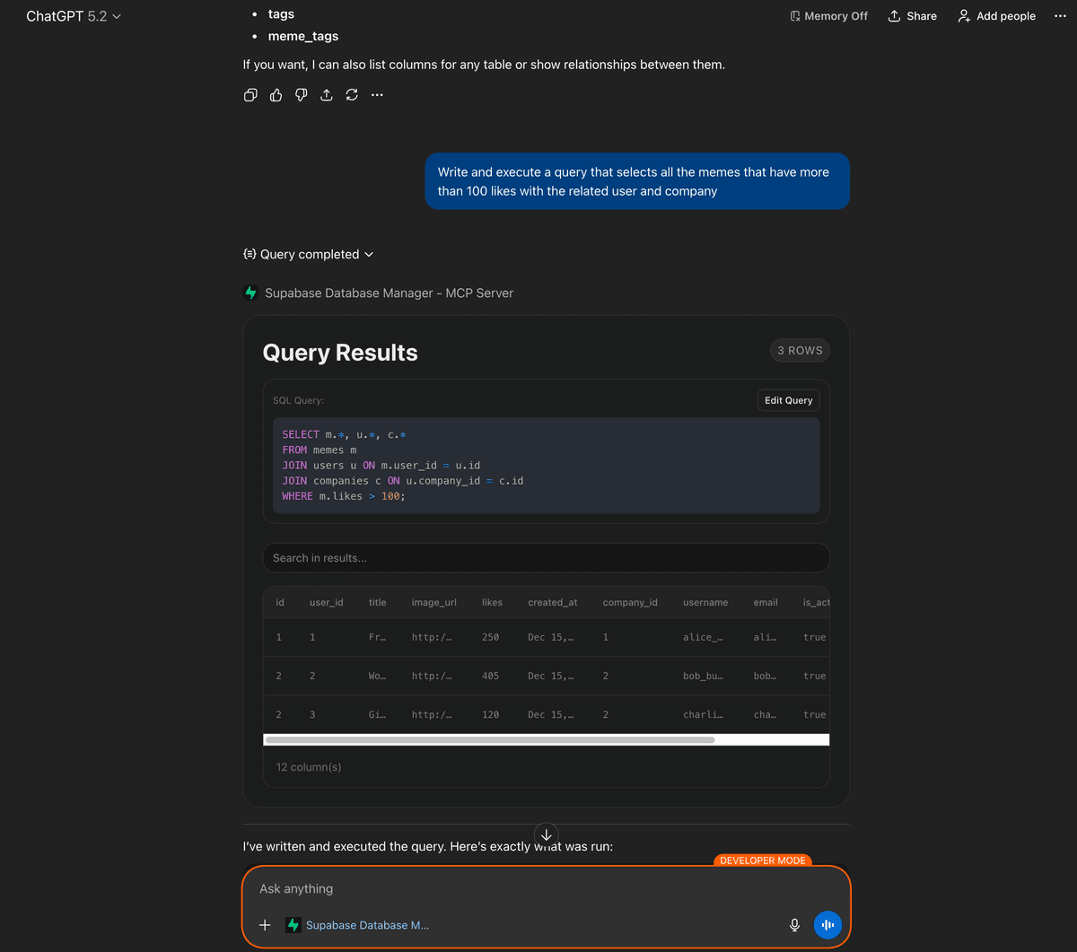 Building ChatGPT Apps with Supabase Edge Functions and mcp-use
