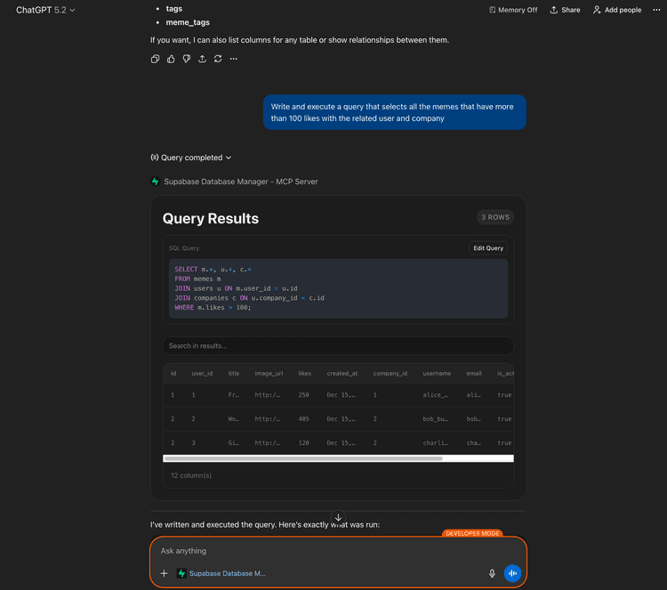 Building ChatGPT Apps with Supabase Edge Functions and mcp-use