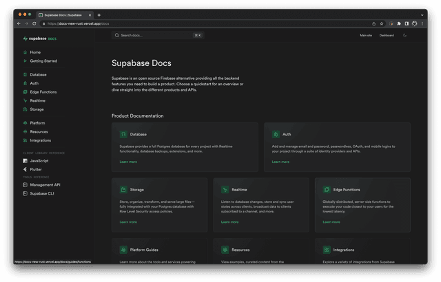 New Supabase Docs, built with Next.js