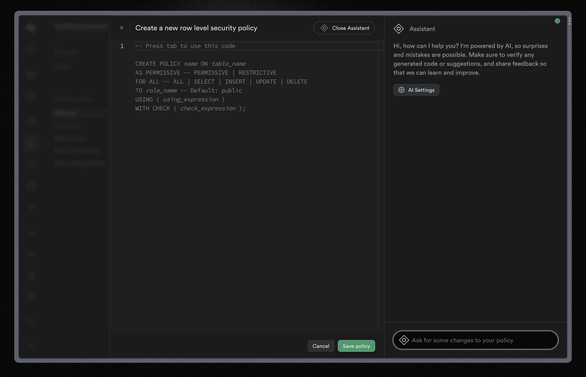 Supabase Studio: AI Assistant and User Impersonation