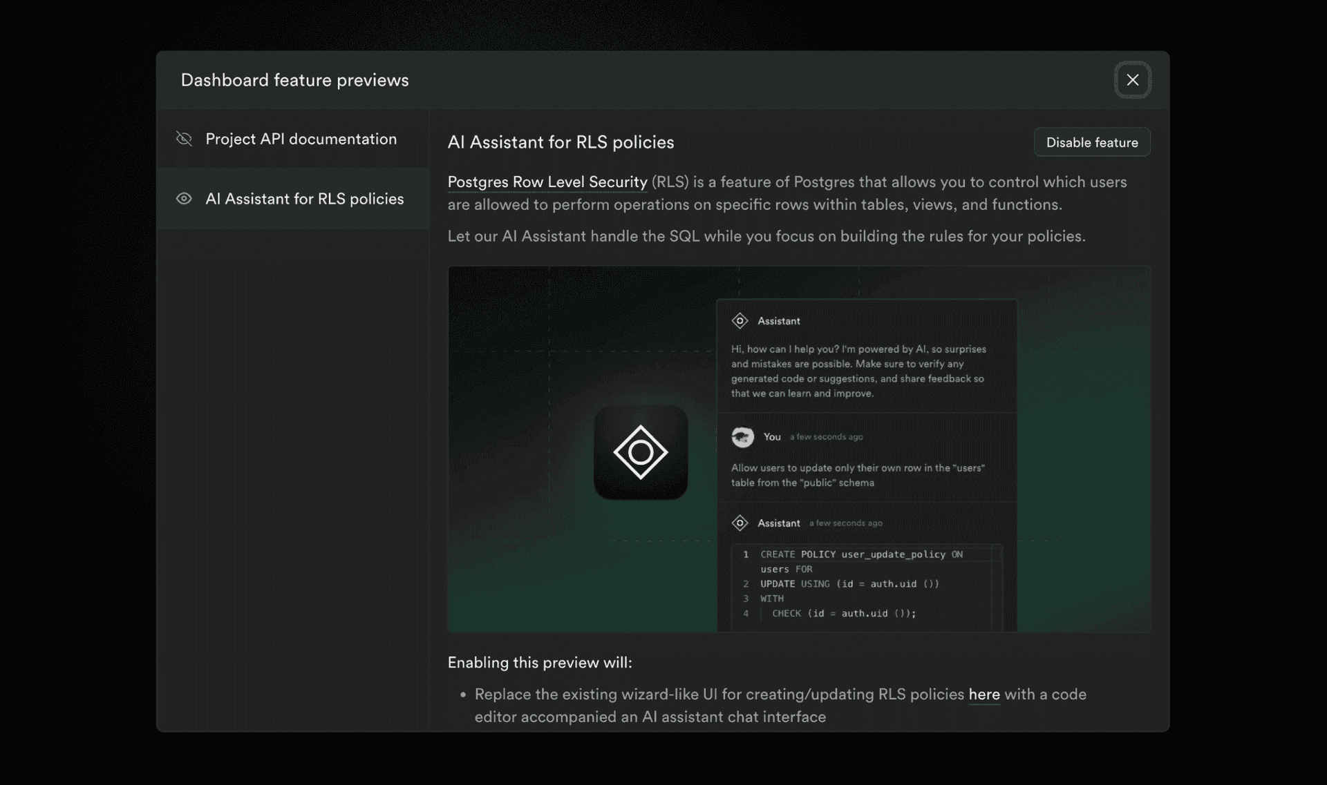 Supabase Studio: AI Assistant and User Impersonation