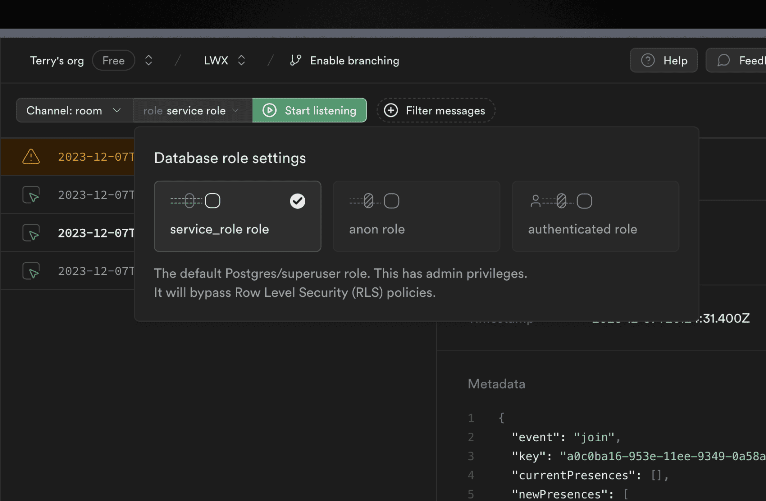 Supabase Studio: AI Assistant and User Impersonation
