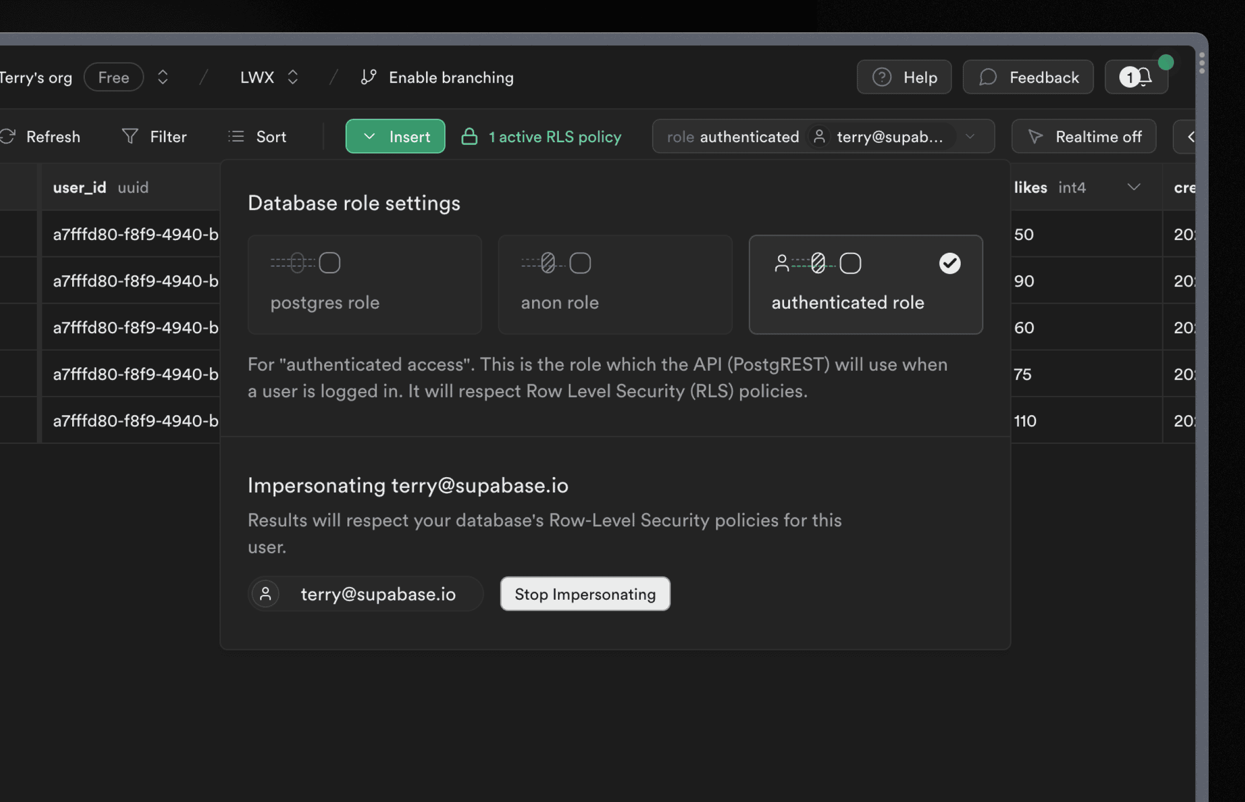 Supabase Studio: AI Assistant and User Impersonation