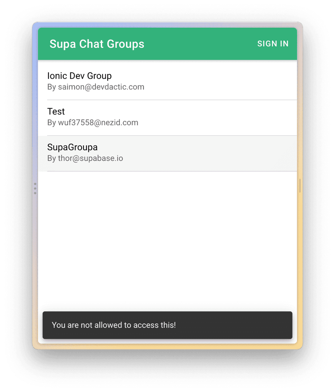 Authentication in Ionic Angular with Supabase