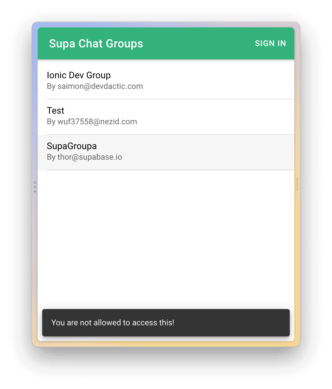 Authentication in Ionic Angular with Supabase