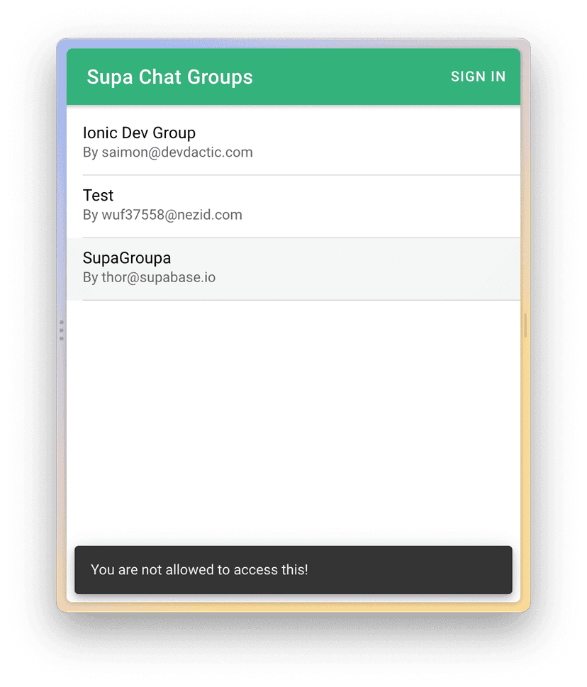 Authentication in Ionic Angular with Supabase