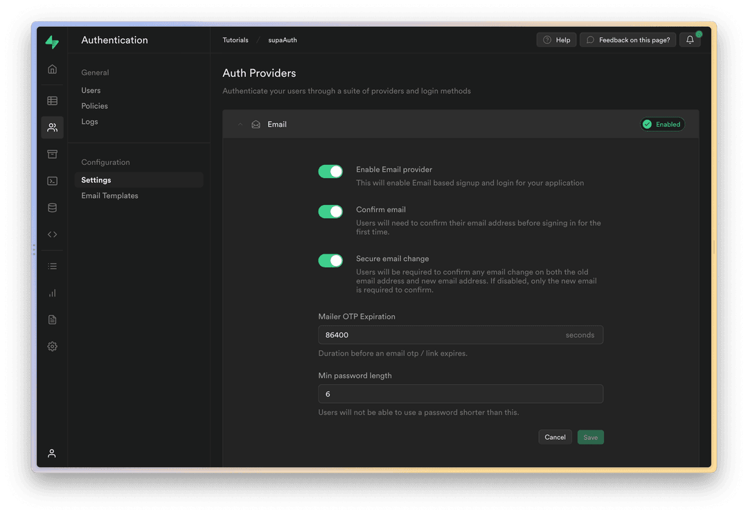 Authentication in Ionic Angular with Supabase