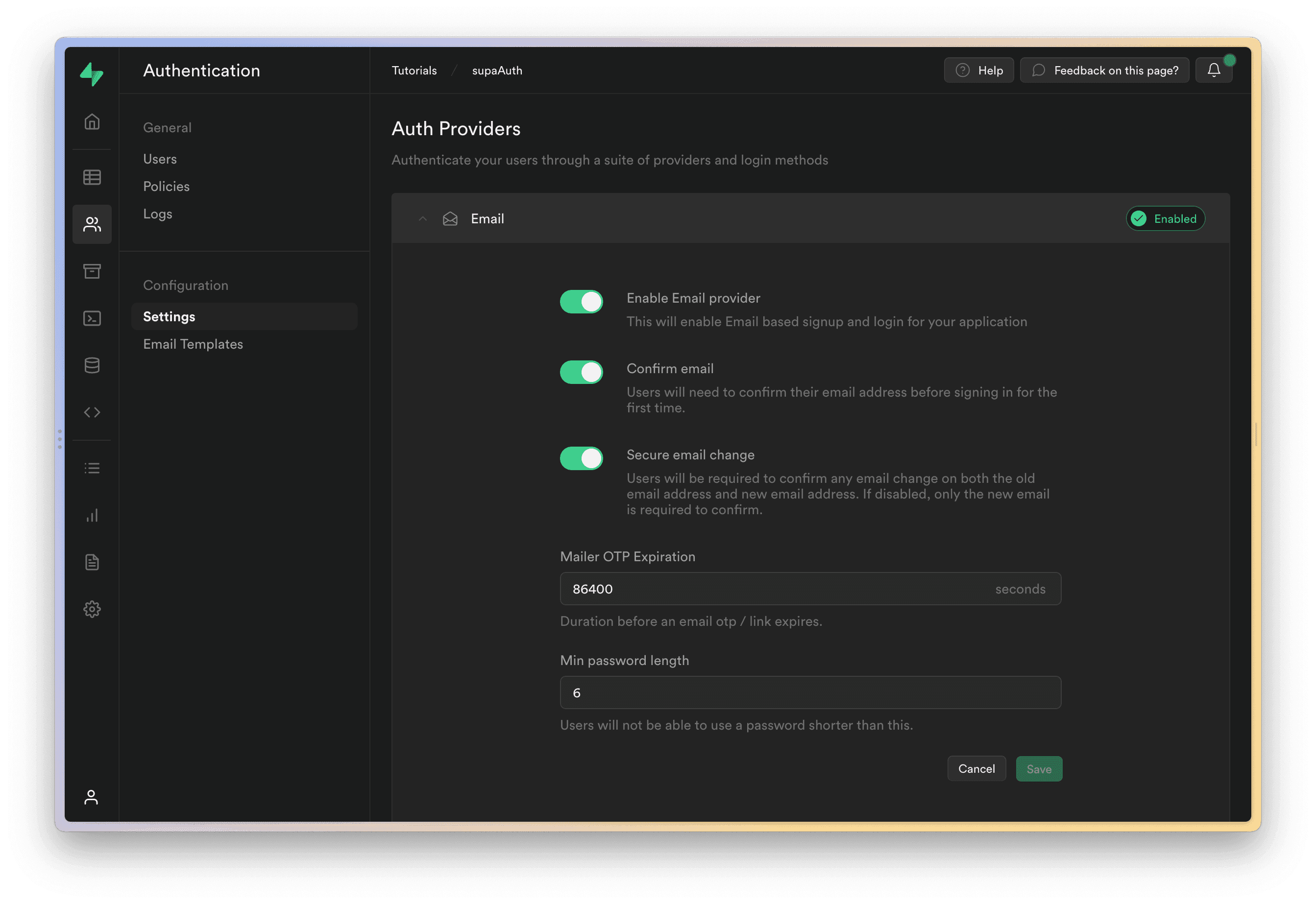 Authentication in Ionic Angular with Supabase