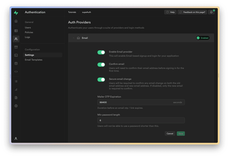 Authentication in Ionic Angular with Supabase