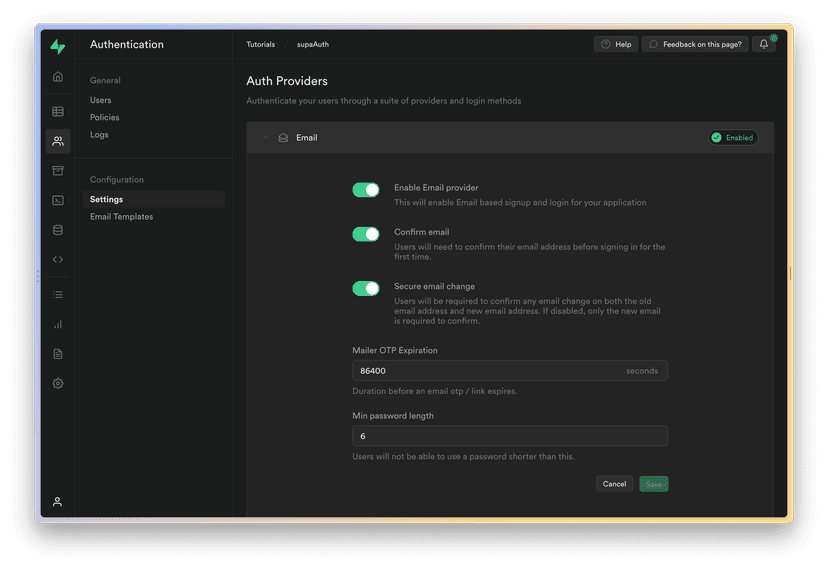 Authentication in Ionic Angular with Supabase