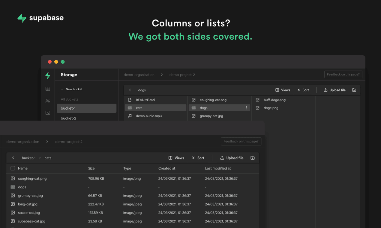 Storage is now available in Supabase