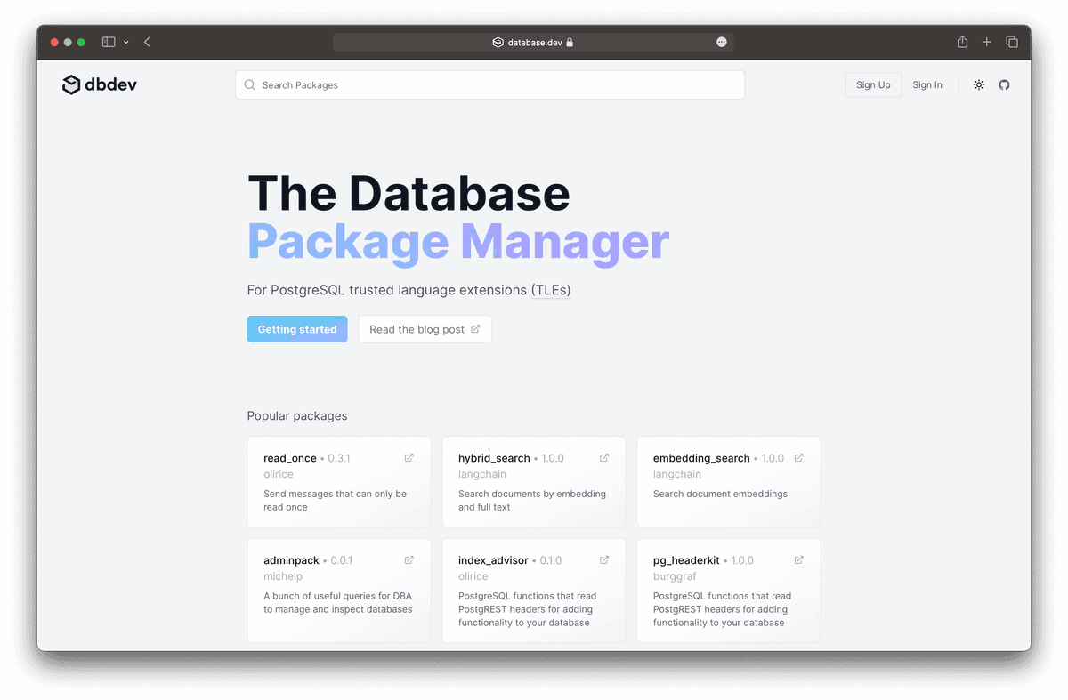 Dbdev Postgresql Package Manager