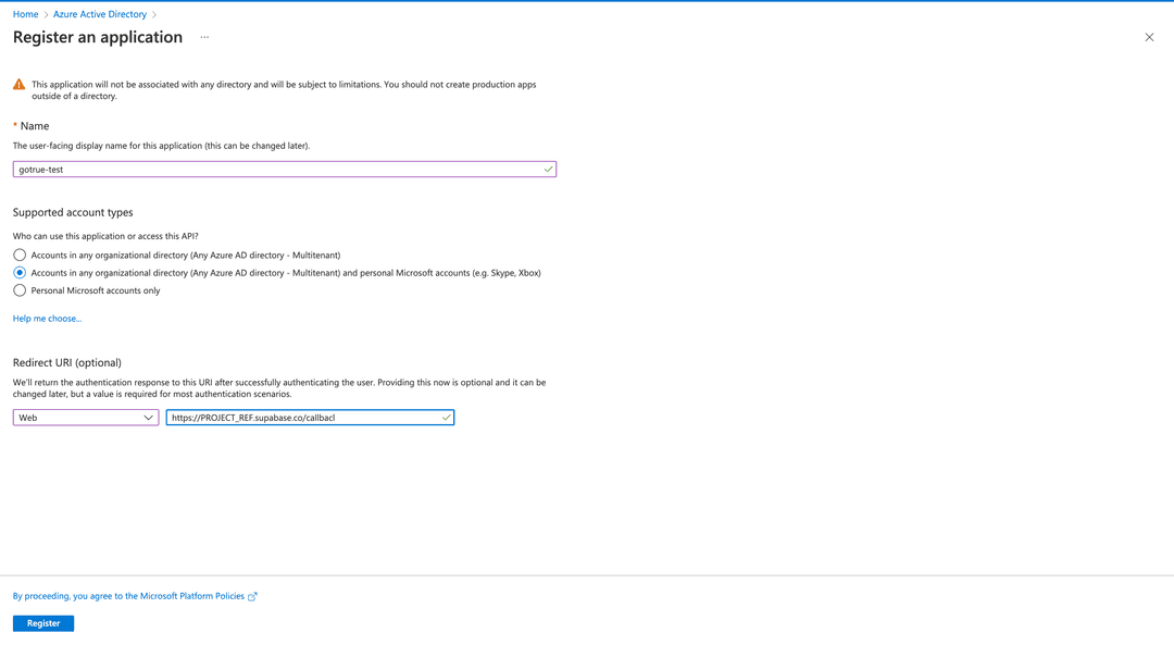 Login with Azure (Microsoft) | Supabase Docs