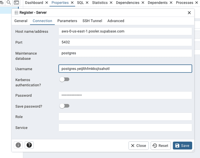 Connecting to your database | Supabase Docs