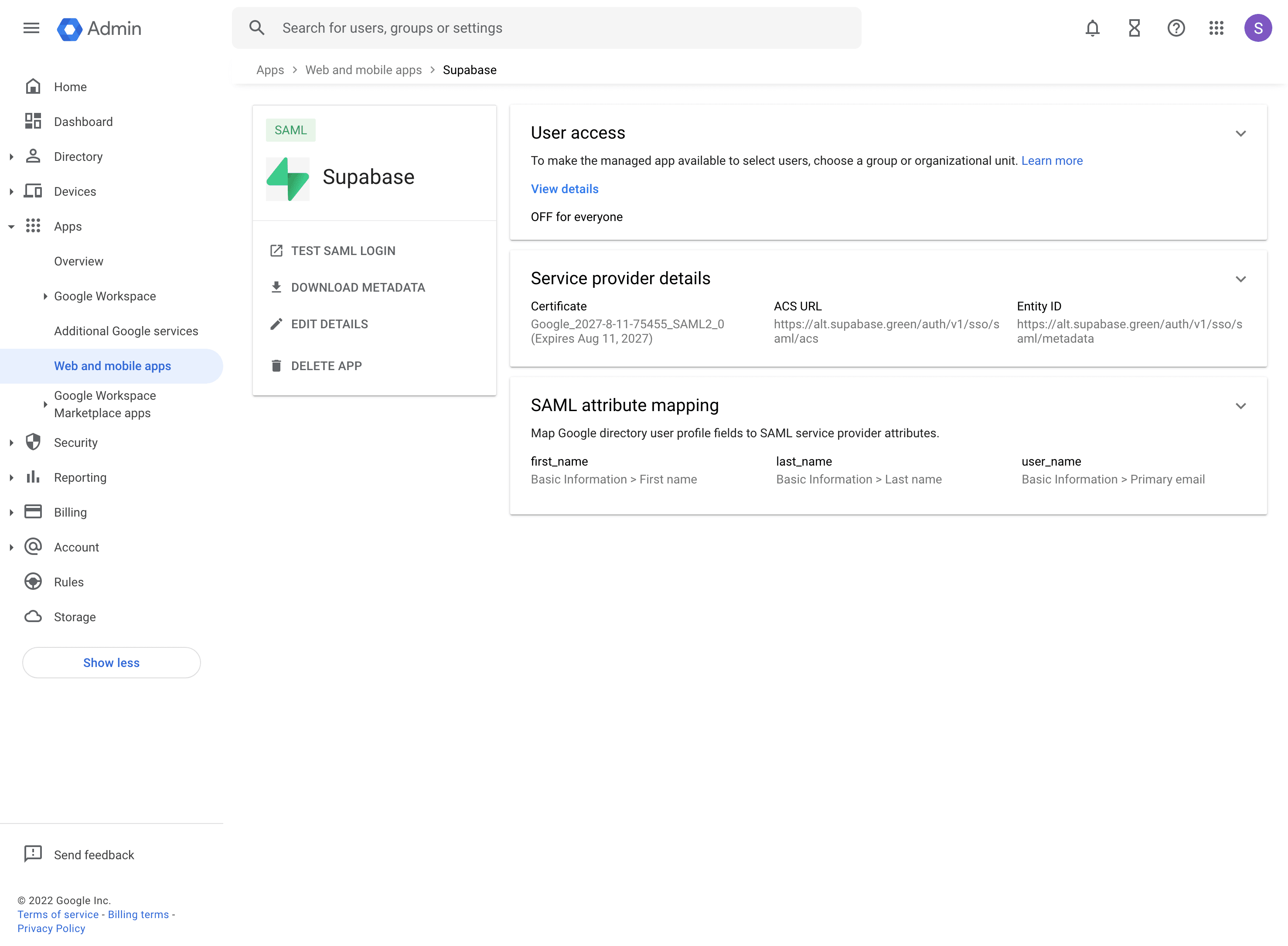 Set Up SSO with Google Workspace | Supabase Docs